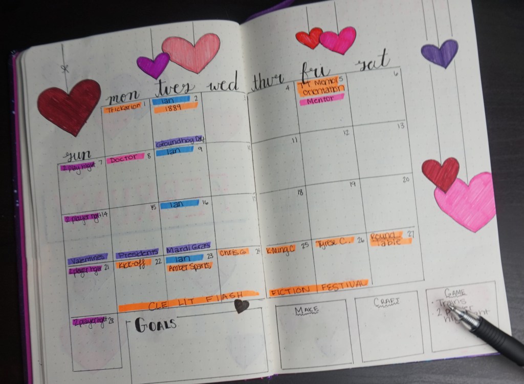 February Bullet Journal - Make Craft Game